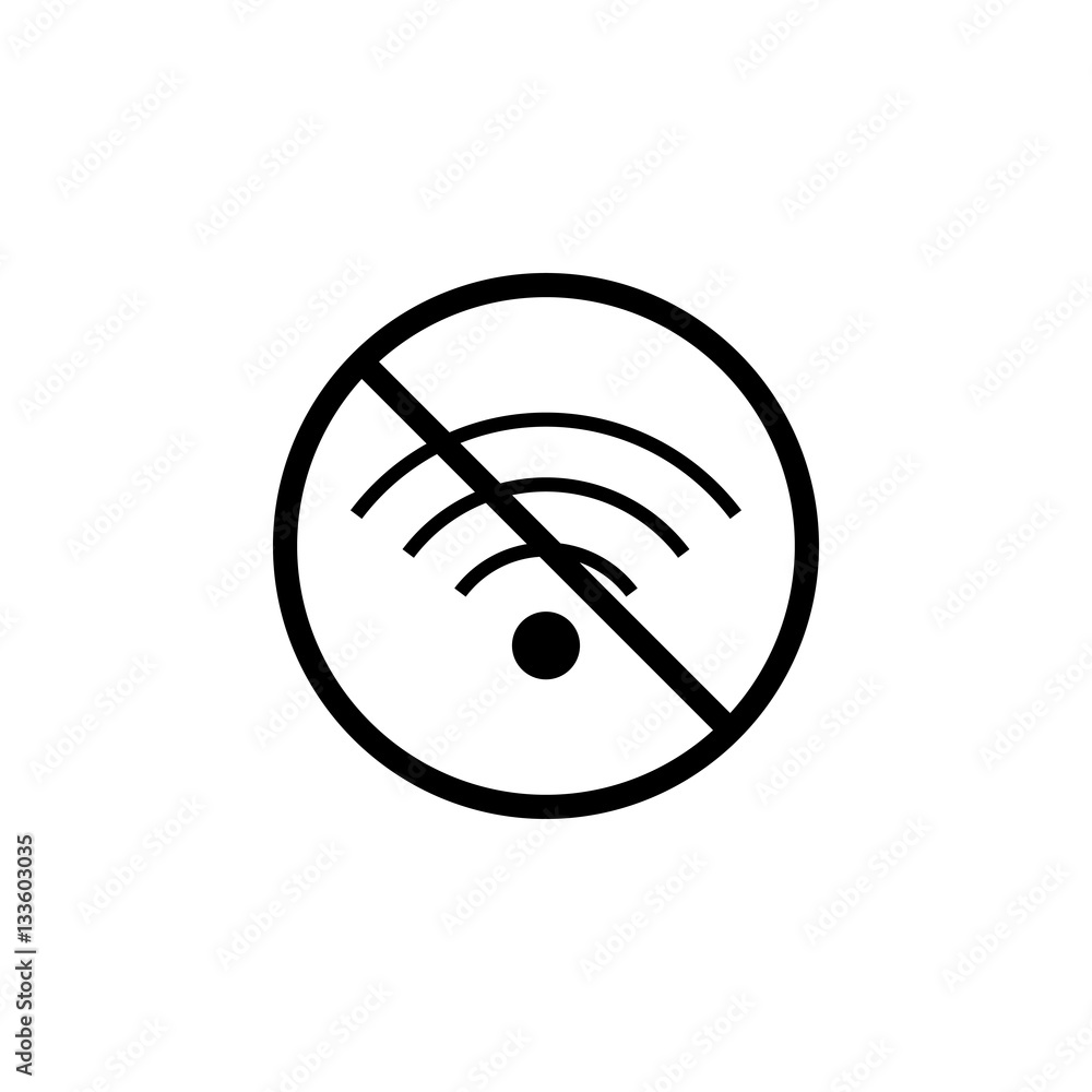 No Wifi line icon, prohibition sign, forbidden wireless network, vector ...