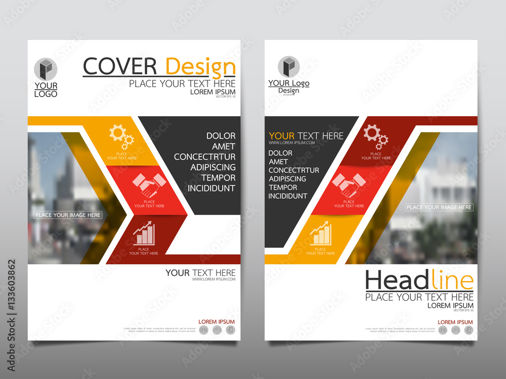 Red and yellow flyer cover business brochure vector design, Leaflet ...