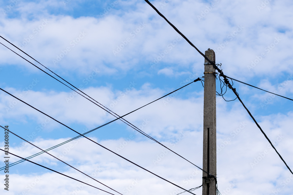 electricity post for house power supply with sky background Stock-Foto ...