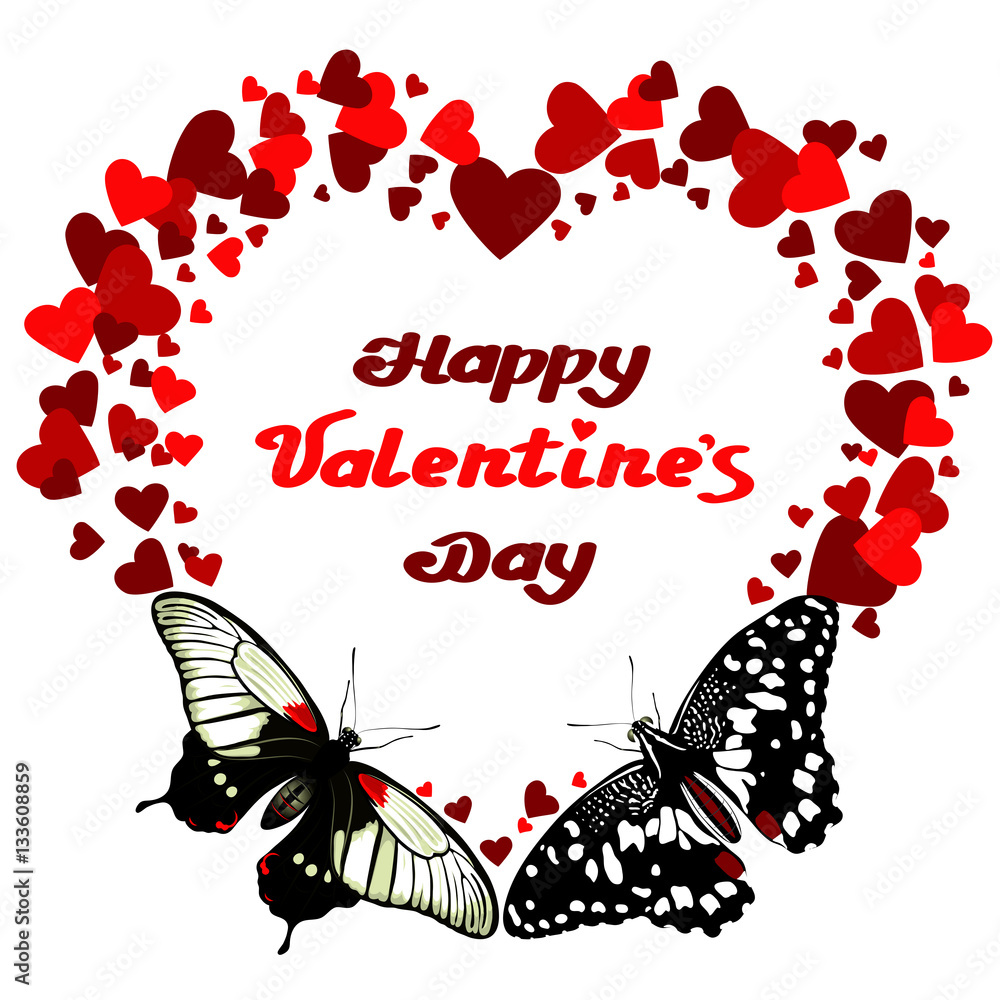 Vettoriale Stock butterflies and hearts. happy valentines day | Adobe Stock