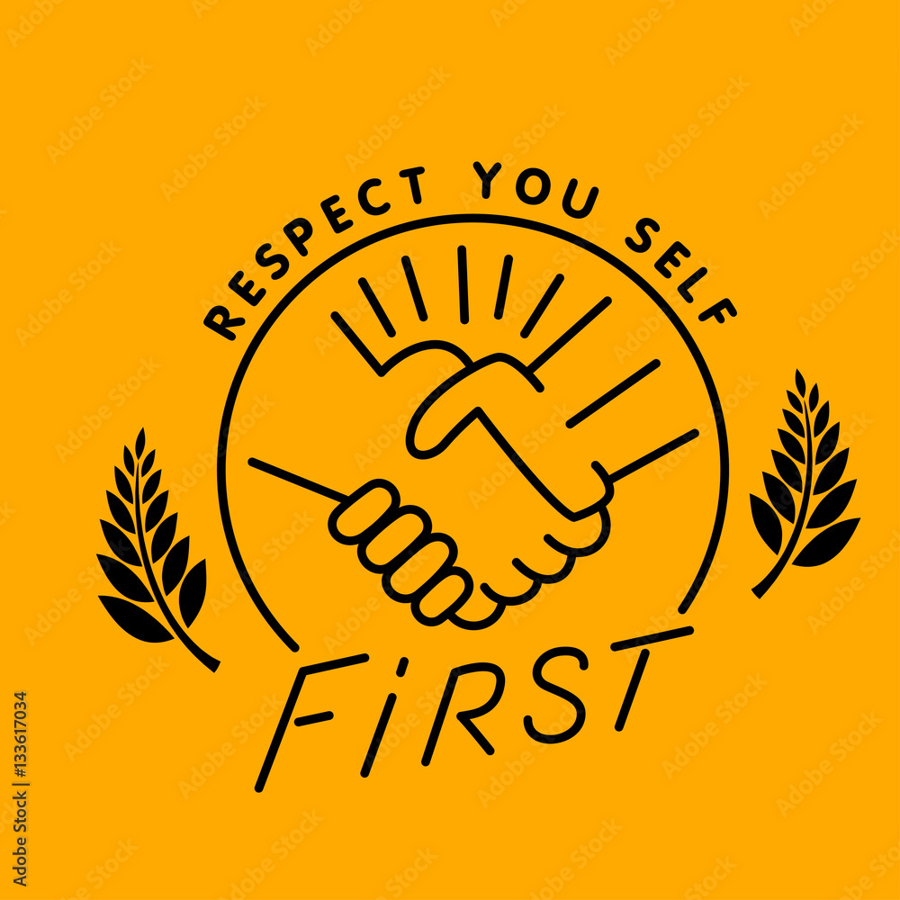 respect handshake logo, thin line style vector illustration design ...