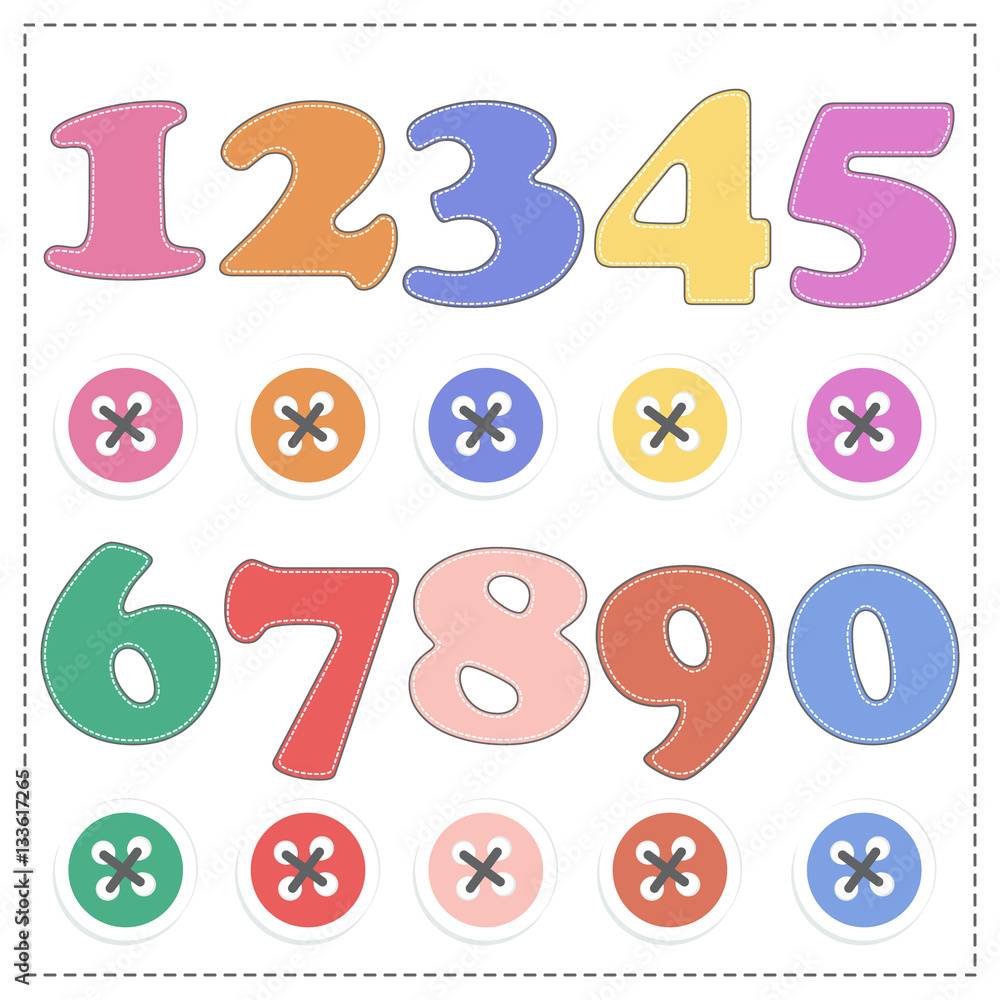 The numbers from 1 to 9, plush mathematics. Vector cartoon Stock Vector ...