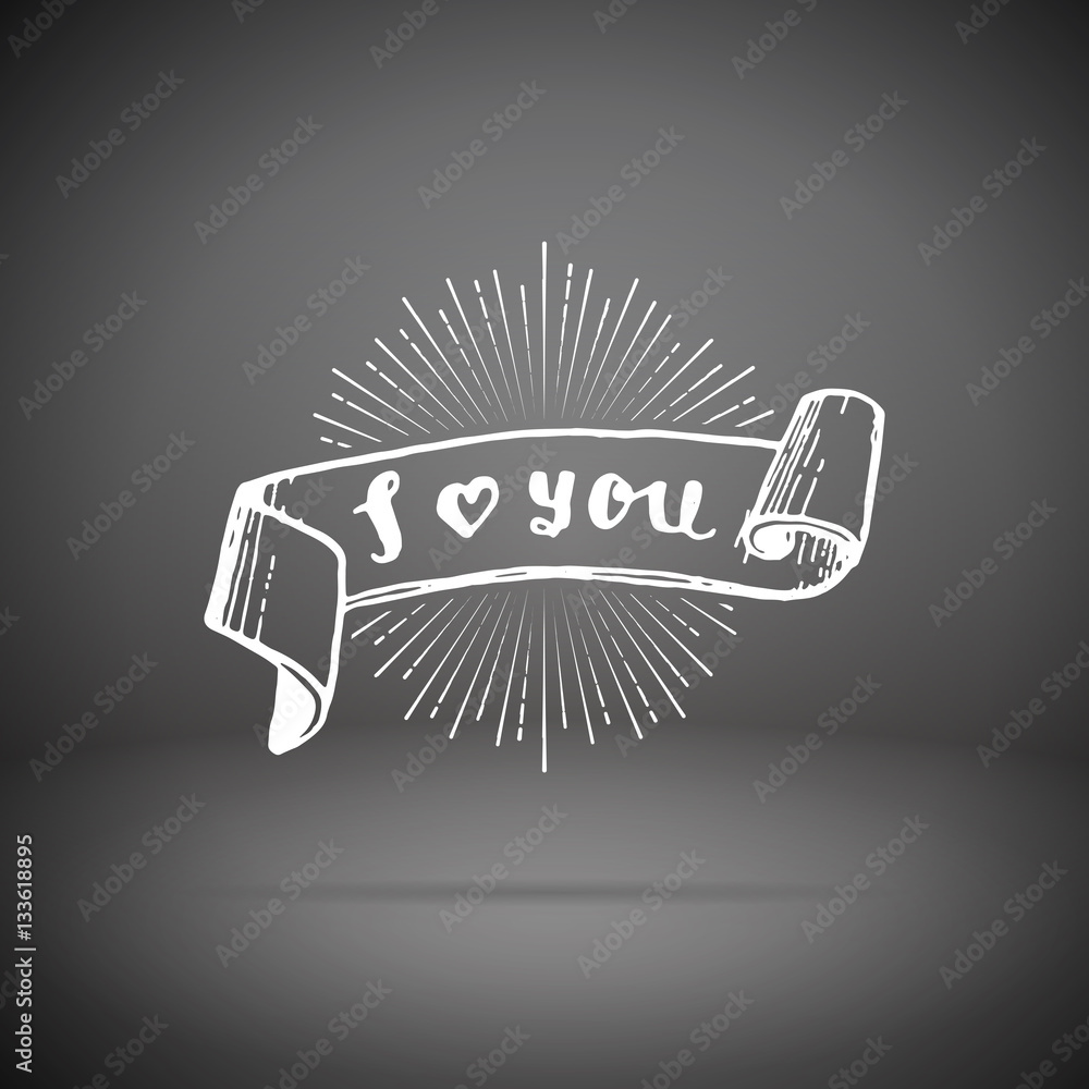 Hand written I love you phrase. Romantic card on Valentines day ...