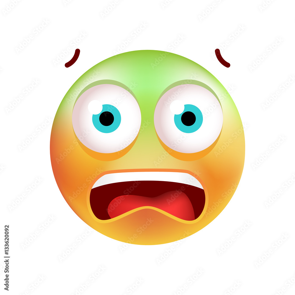 Cute Scared Emoticon on White Background. Isolated Vector Illustration ...