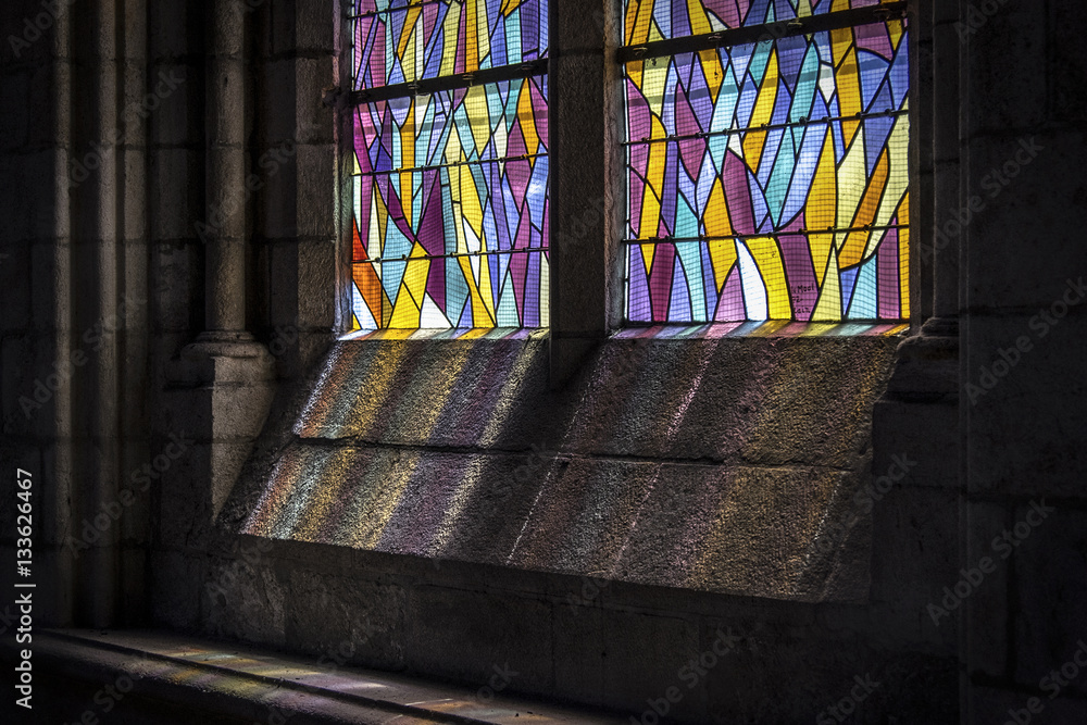 Stained glass in a church Stock Photo | Adobe Stock