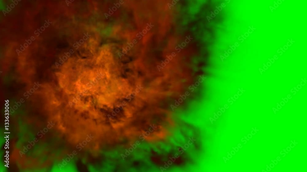 Burning petroleum from well on green screen. Combustion at the phase of ...