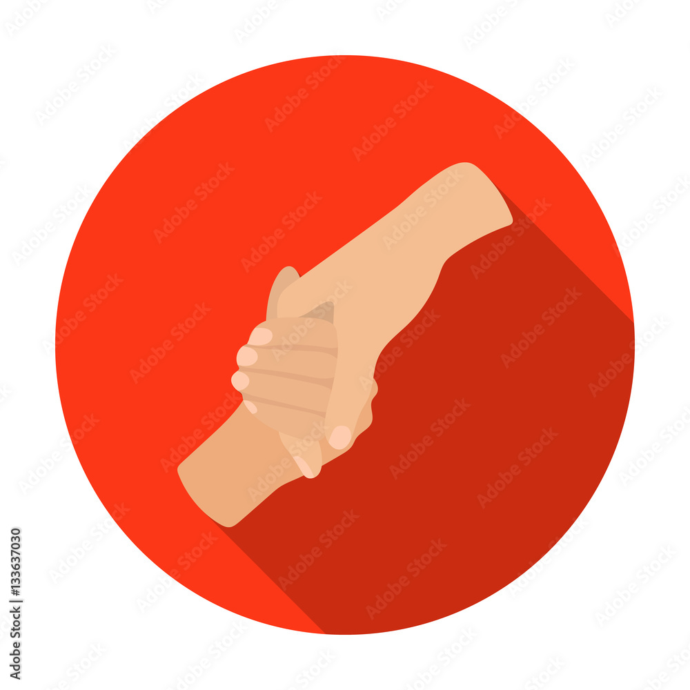 Hands holding icon in flat style isolated on white background. Charity ...