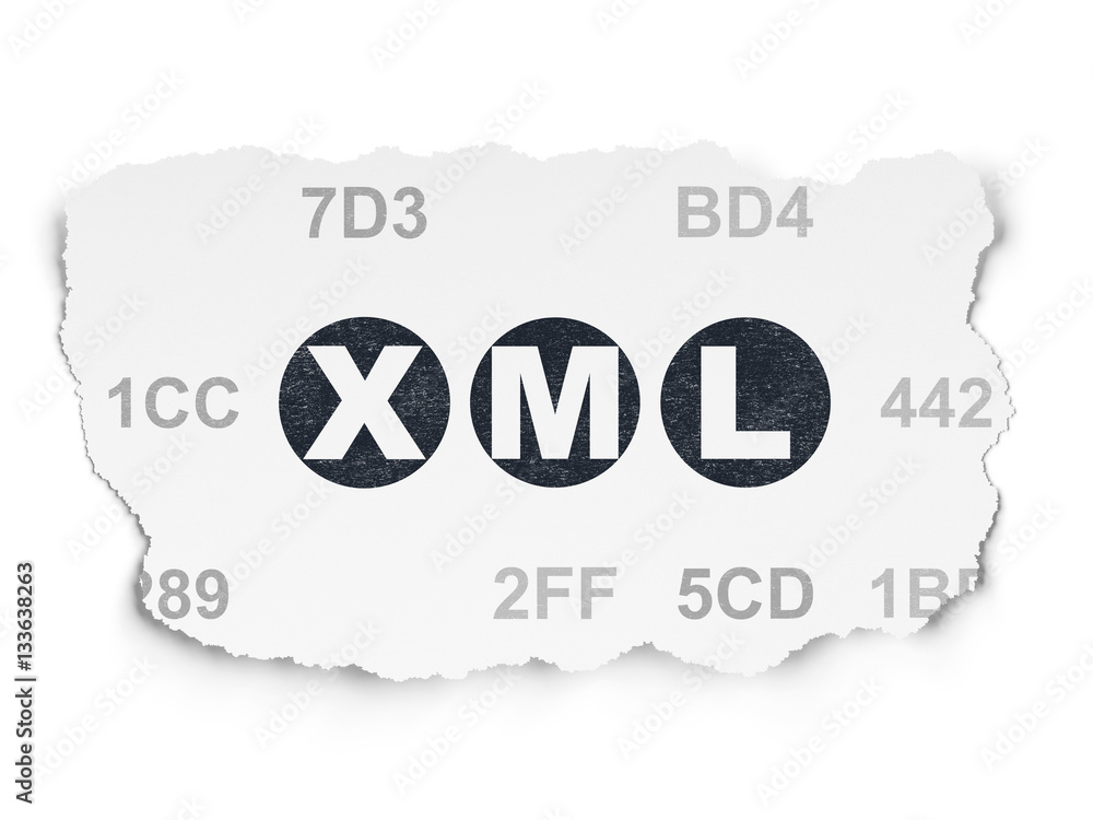 Database concept: Xml on Torn Paper background Stock Illustration ...