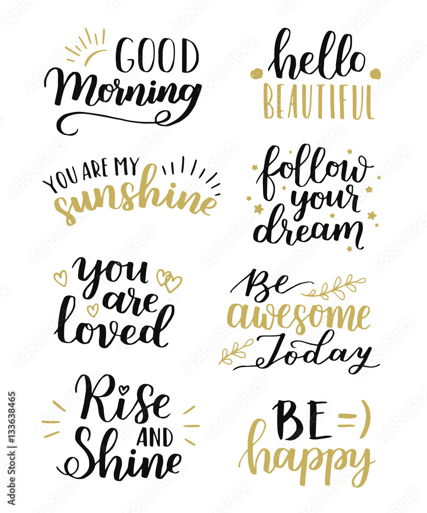 Lettering vector set. Motivational quote. Sweet cute inspiration ...