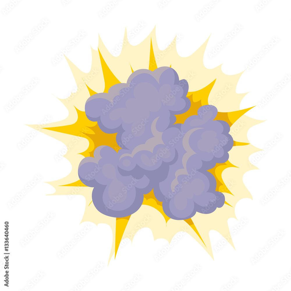 Explosion icon in cartoon style isolated on white background ...