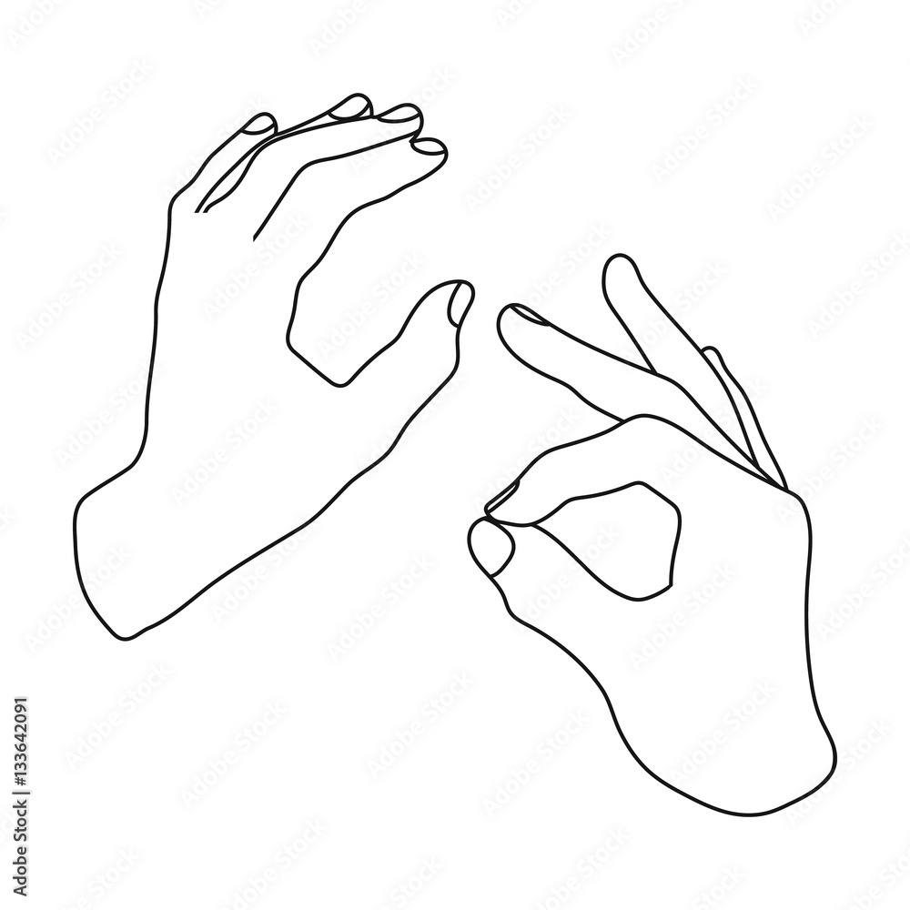 Sign language icon in outline style isolated on white background ...