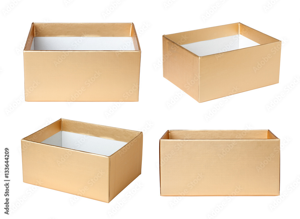 Empty paper boxes isolated on white background Stock-Foto | Adobe Stock