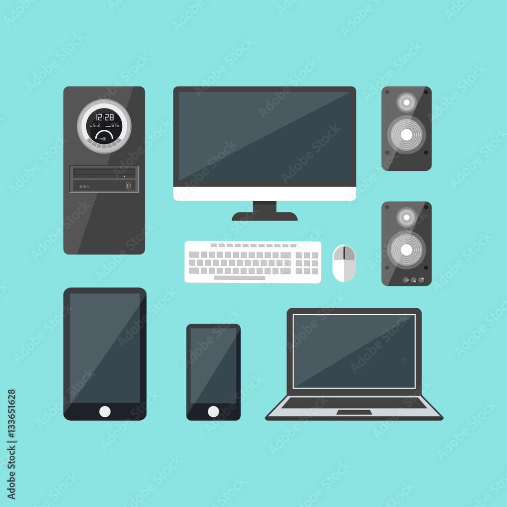 Cartoon Electronic Devices Set. Vector Stock Vector | Adobe Stock
