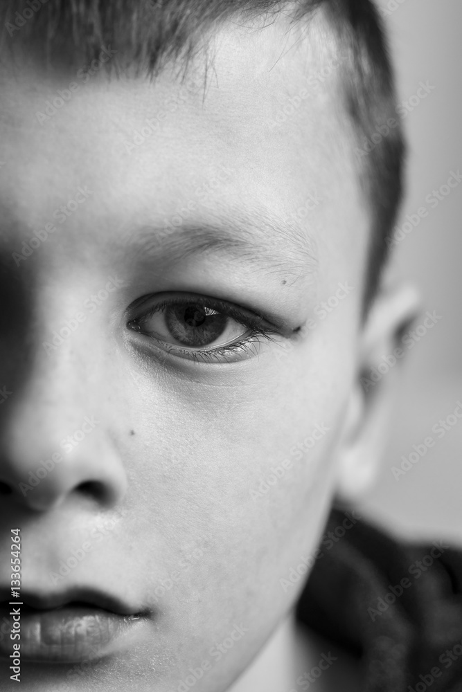 Sad Boy. Teenager with Sad Expression Face Close Up. Depression ...