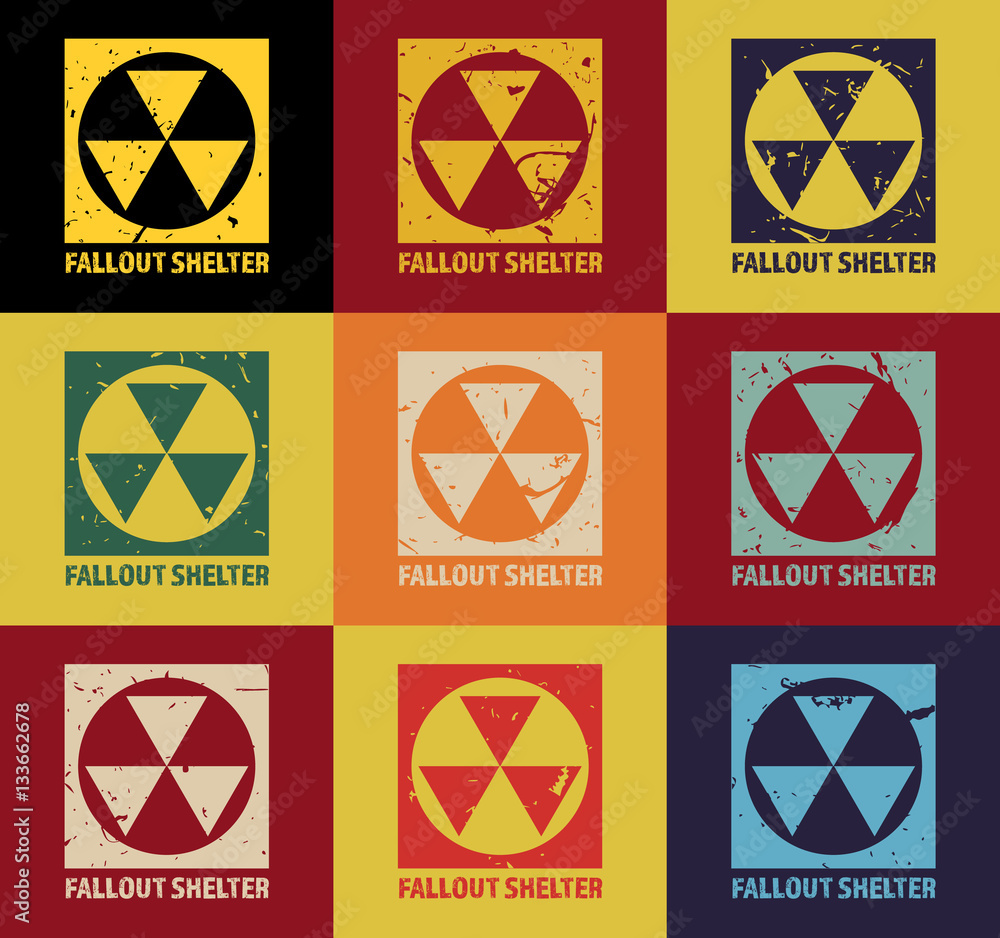 Fallout Shelter. Vintage Nuclear Symbol. Radioactive Zone Sign. Vector ...