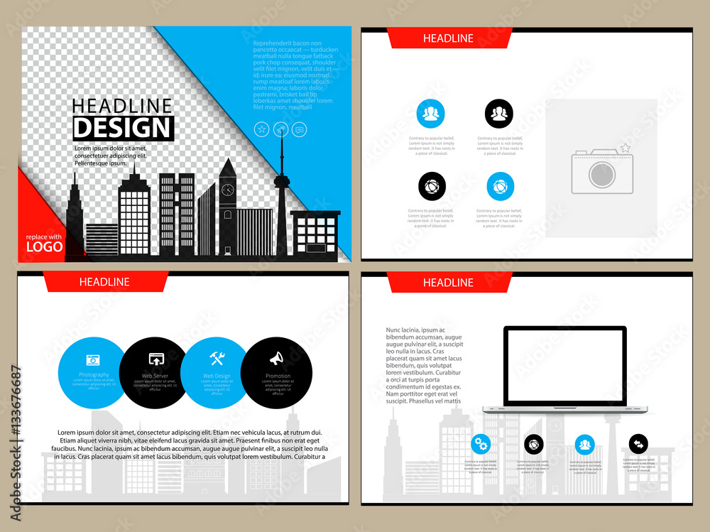 Business Template design set Presentation and brochure Annual report ...