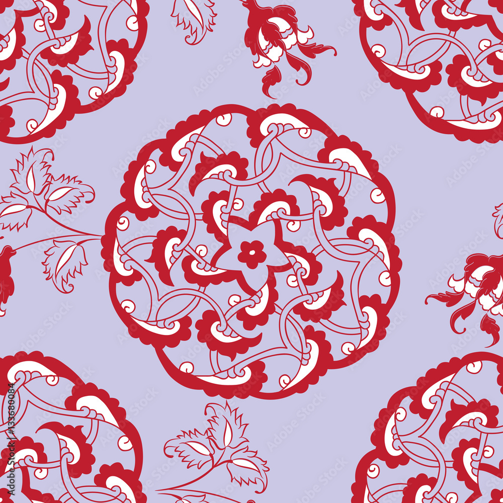 Turkish Iznik tile, seamless islamic pattern with oriental curve Stock ...