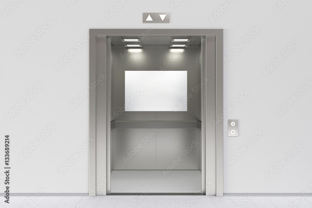 Blank billboard or poster inside of empty elevator cabin Stock ...