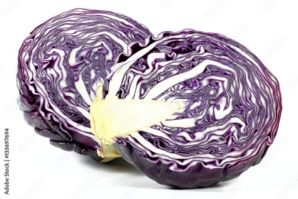 Rotkohl aus biologischem Anbau isoliert auf weißem Hintergrund Stock ...