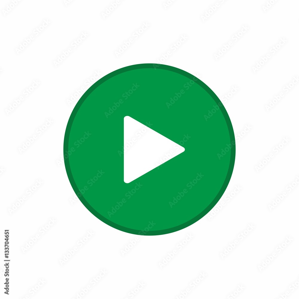 Green play button icon vector design isolated on white background Stock ...