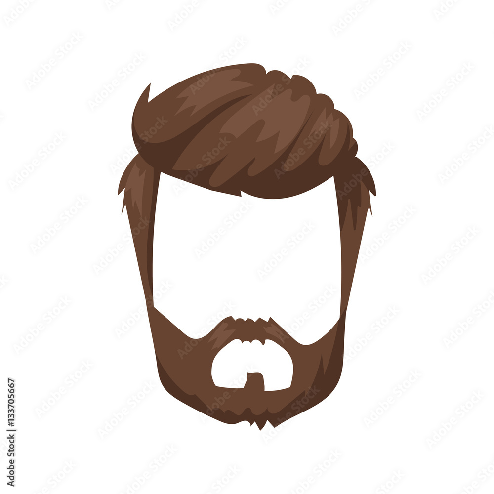 Hairstyle beard and hair face cut mask flat cartoon vector. Stock ...