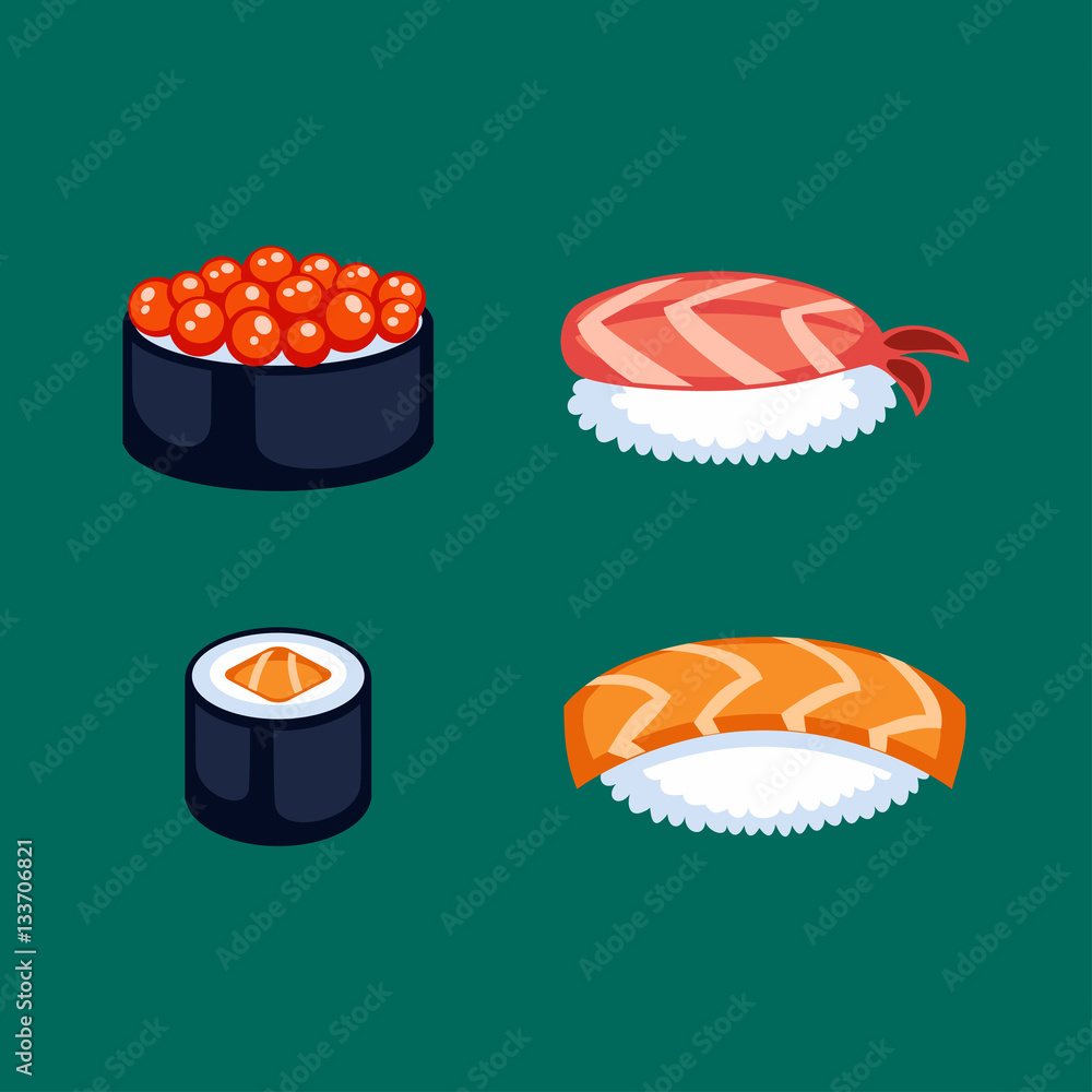 Sushi food vector illustration. Stock Vector | Adobe Stock