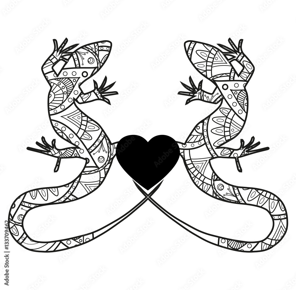 Vector illustration of lizards mandala, lucertole mandala vettoriali ...