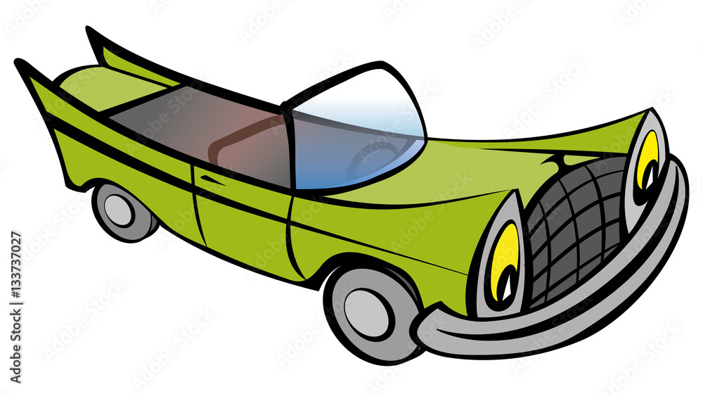 Funny old retro convertible car cartoon. Vector illustration EPS10 ...