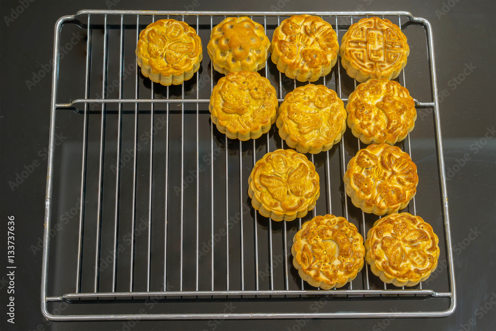 Vietnamese mid autumn festival cake. Mooncakes are traditional pastries ...