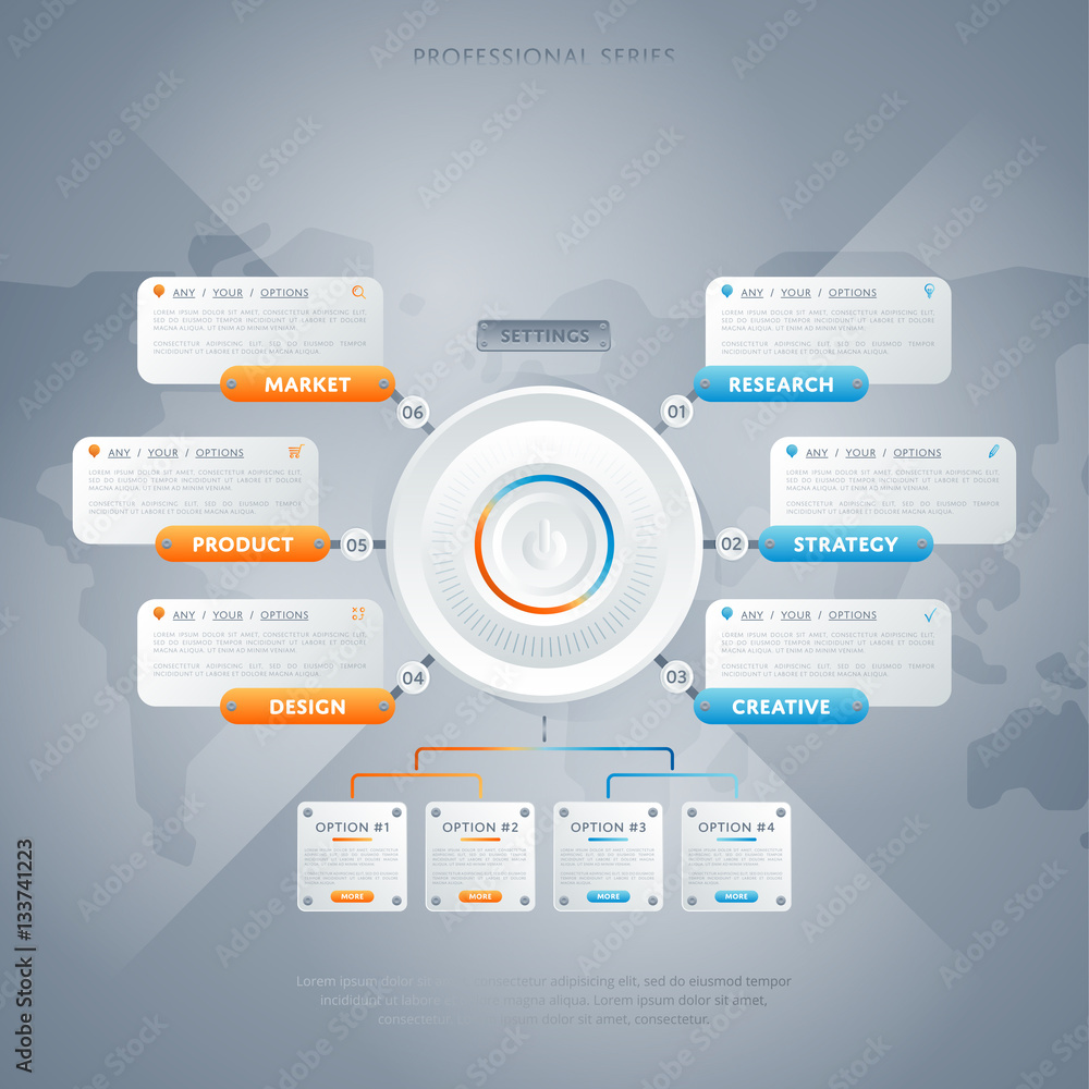 Business infographics concept vector illustration. Six stage ...