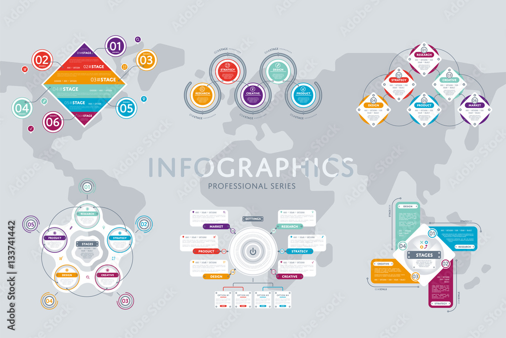 Business infographics concept set vector illustration. Data ...