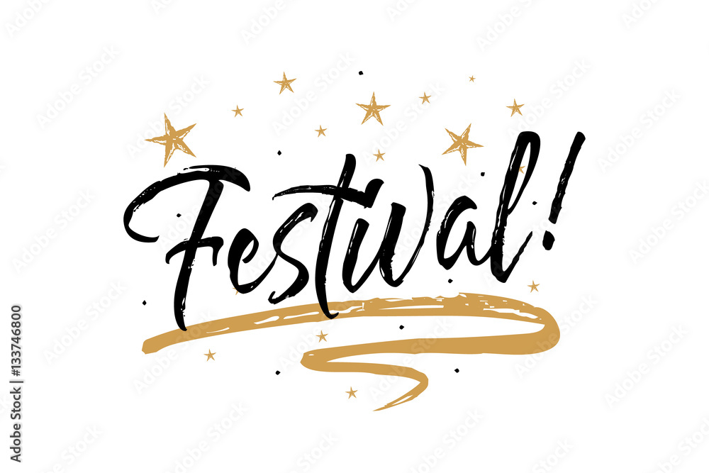 Vecteur Stock Festival. Beautiful greeting card scratched calligraphy ...