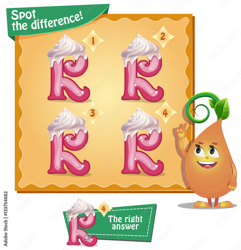 Spot the difference letters r Stock Vector | Adobe Stock
