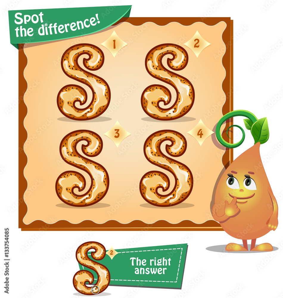 Spot the difference letters s Stock Vector | Adobe Stock