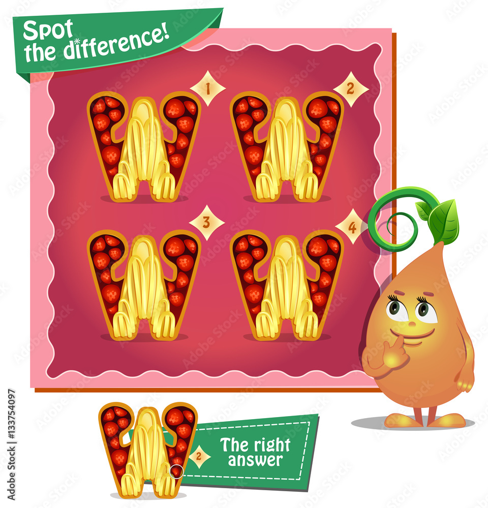 Spot the difference letters w Stock Vector | Adobe Stock