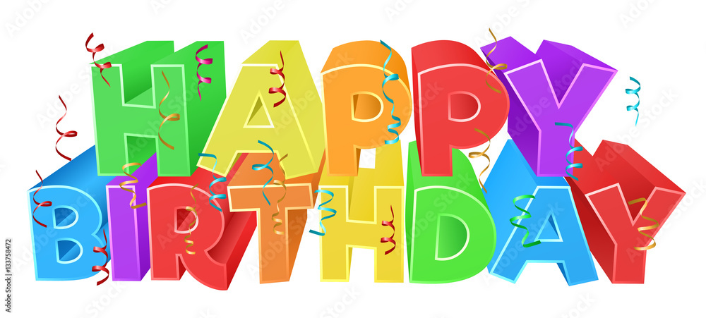 Happy Birthday Word Text Sign Stock Vector | Adobe Stock