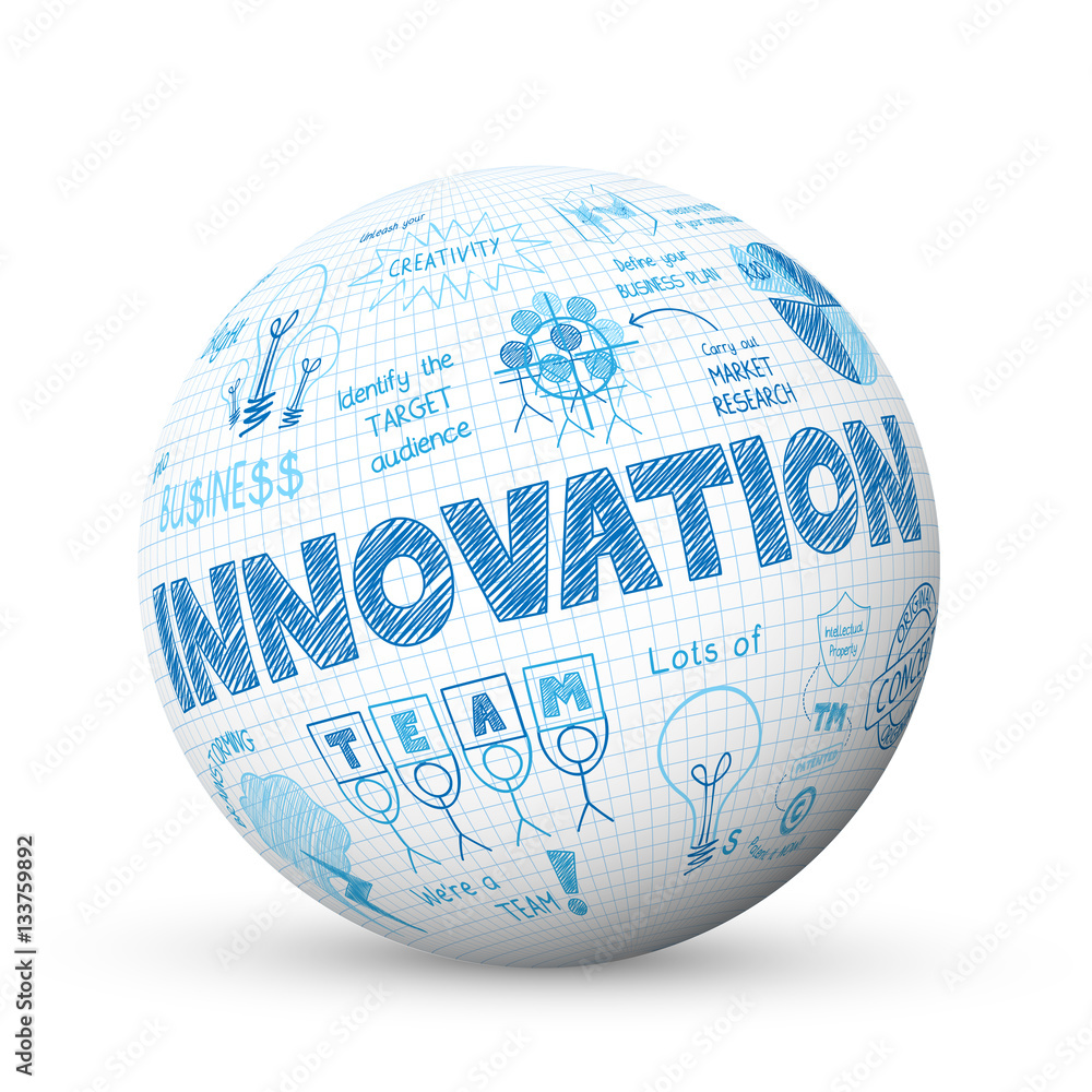 INNOVATION Vector Sketch Notes on spherical icon Stock Vector | Adobe Stock