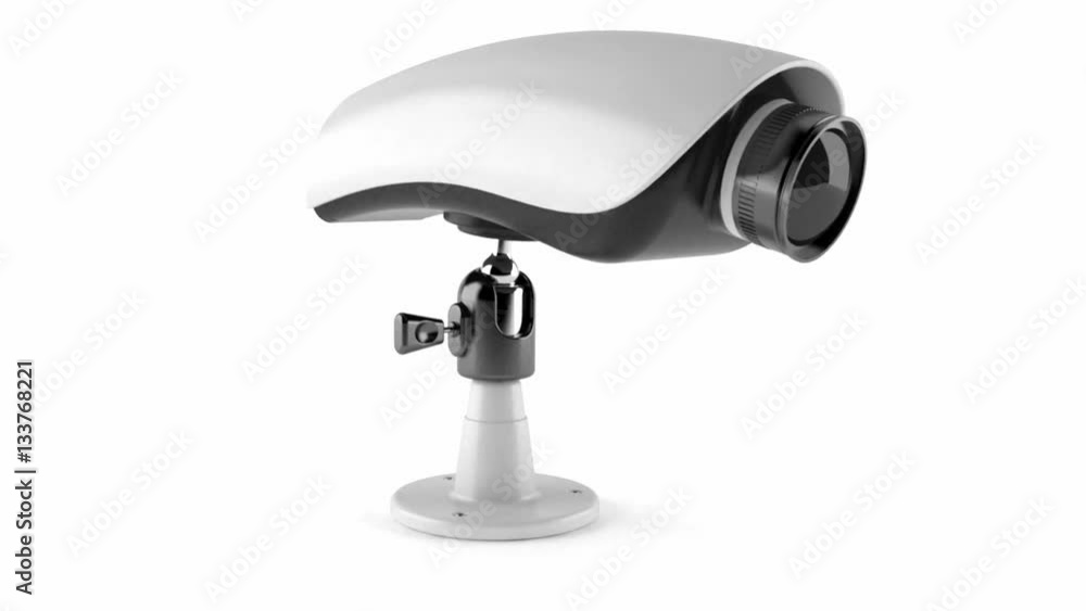 Security camera isolated on white background Stock Video | Adobe Stock