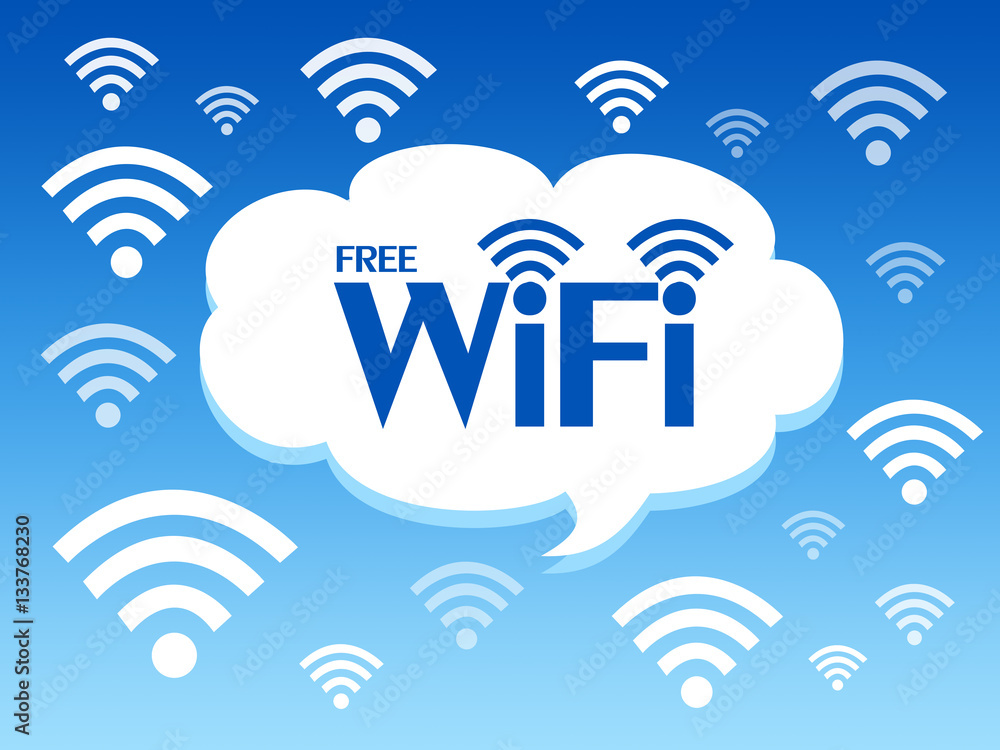 Wifi Icon on Blue Sky gredient background, Internet and Network Stock ...