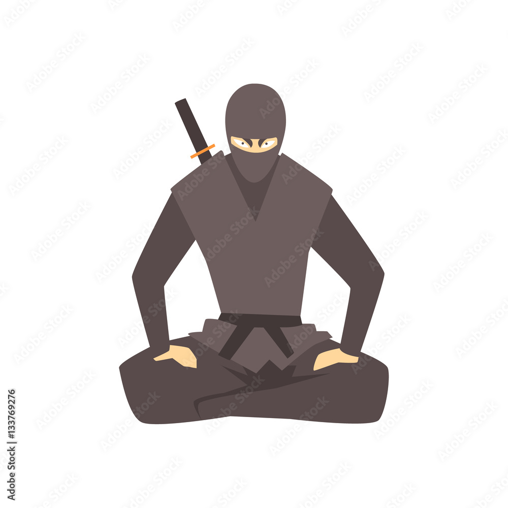Ninja Wearing Full Black Covering Clothes Martial Arts Fighter ...