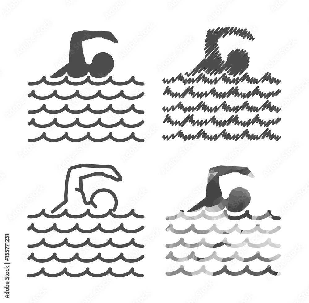 Vector silhouettes of swim and swimmer figures Stock Vector | Adobe Stock