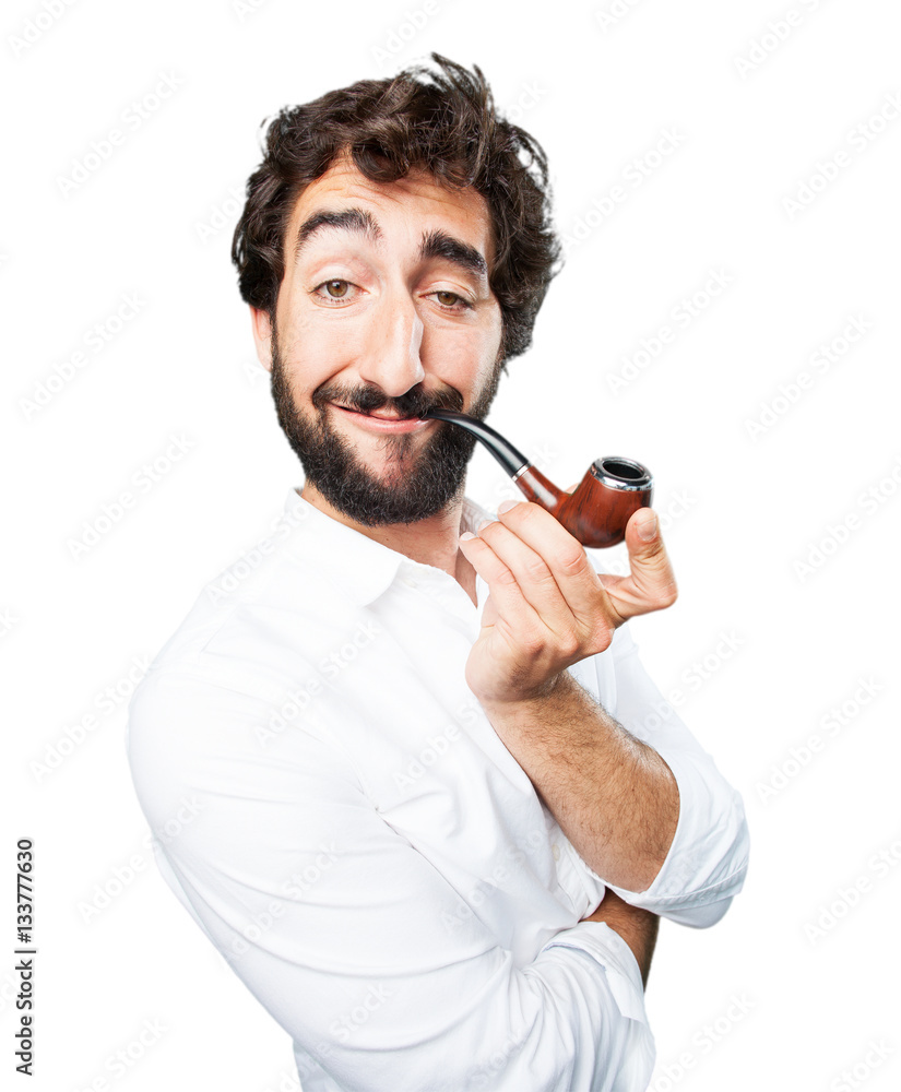 young funny man smoking Stock Photo | Adobe Stock