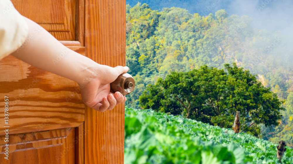 Women hand open door knob or opening the door. Stock Photo | Adobe Stock
