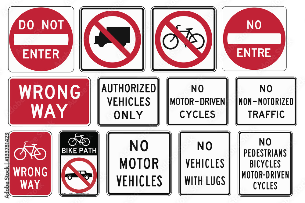 Road signs in the United States. R5 Series Exclusionary. Stock Vector ...