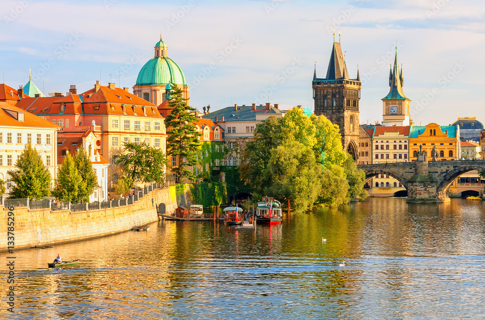 Poster Charles Bridge and architecture of the old town in Prague, Czech ...