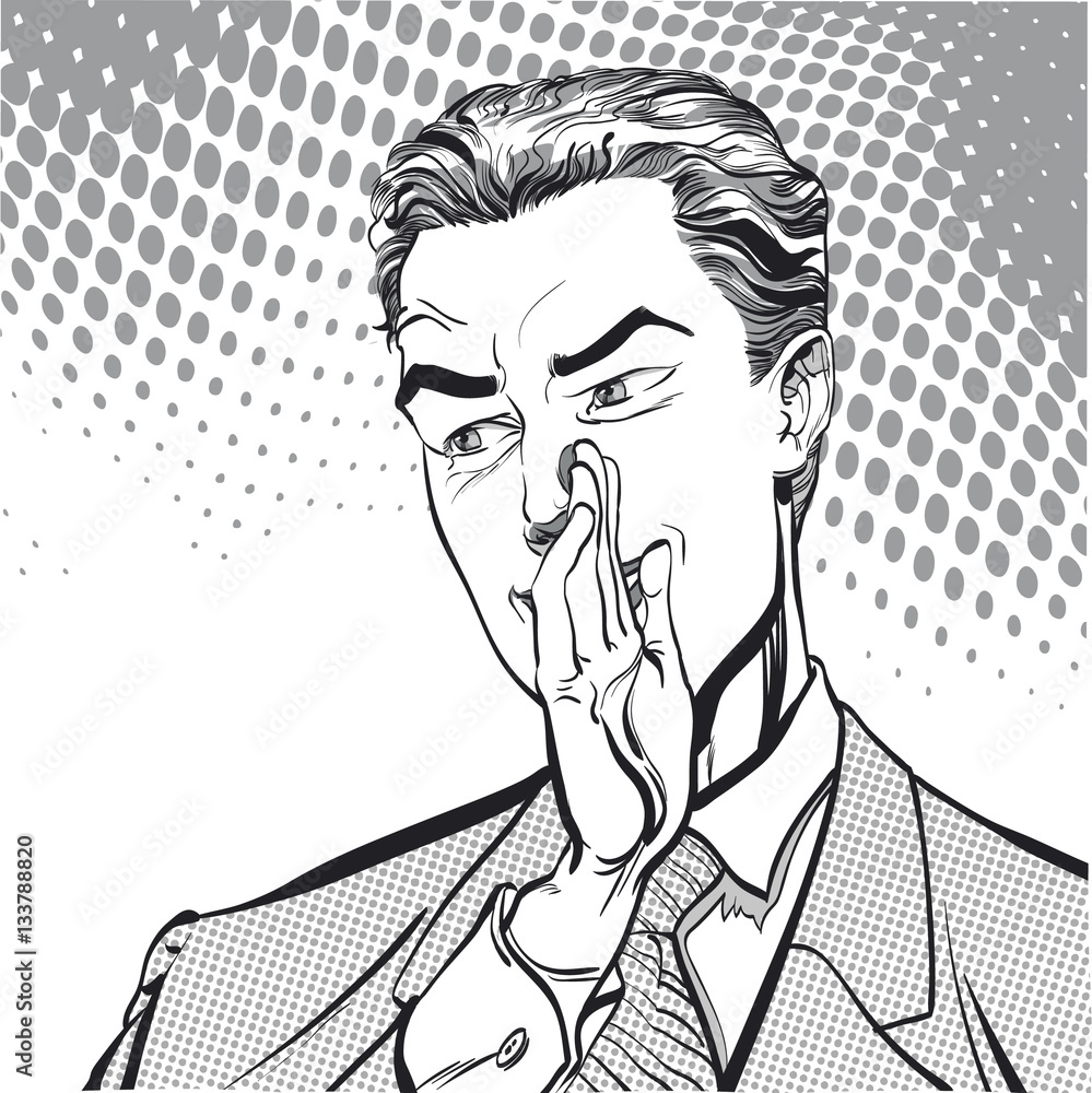 A whispering man Stock Illustration | Adobe Stock