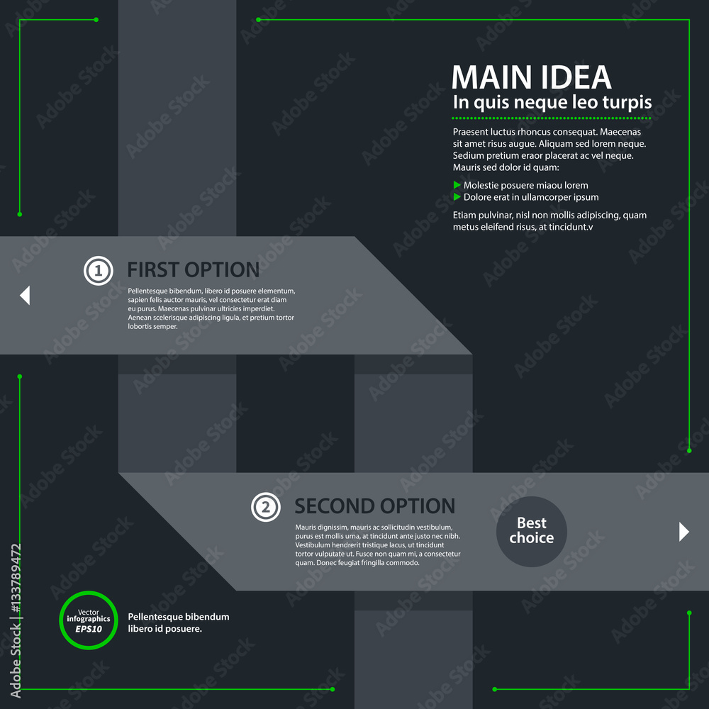 Modern design template with two paper stripe options in flat style on ...