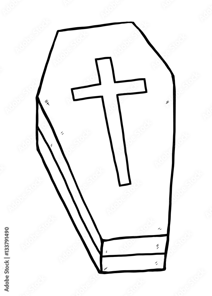 casket / cartoon vector and illustration, black and white, hand drawn ...