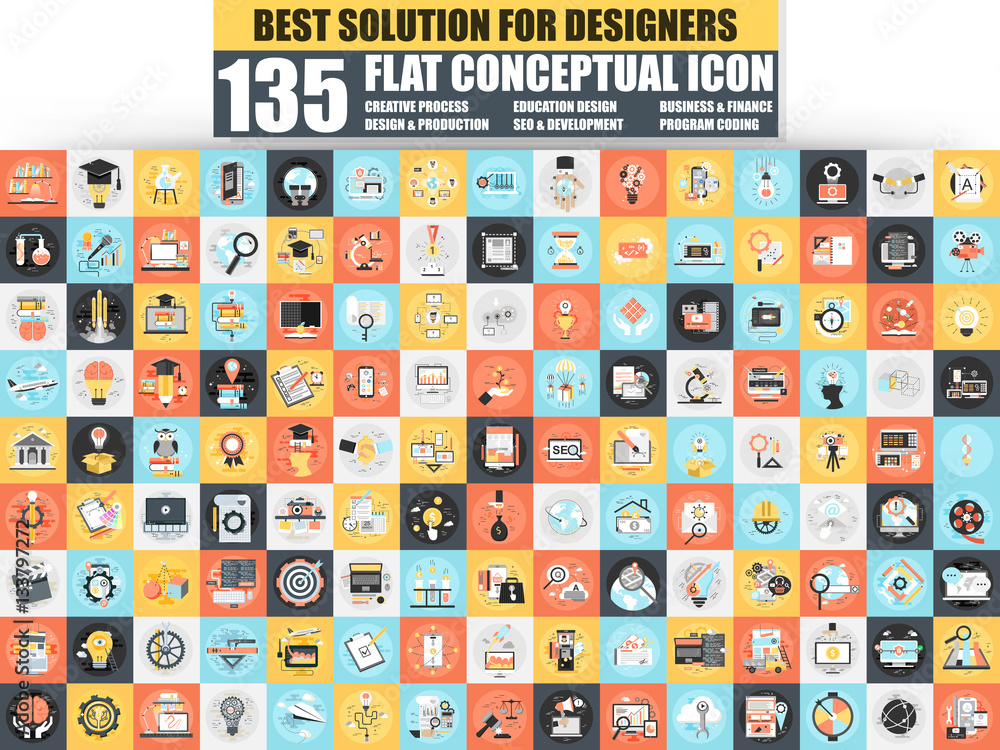 Set of flat icons concept vector design Stock Vector | Adobe Stock