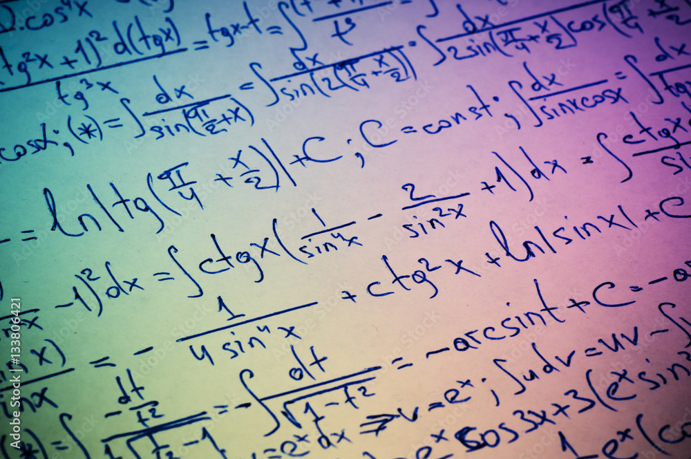 Handwritten calculation of higher mathematics as a background Stock ...